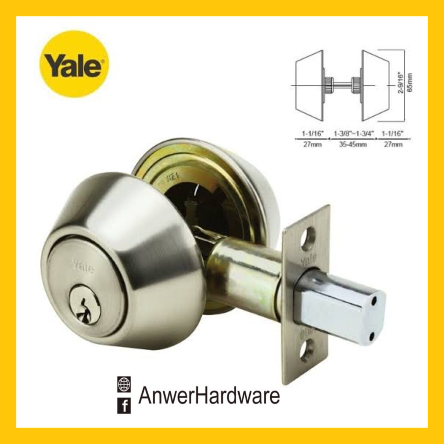Yale Deadbolt Double Side AB ⋆ Anwer Hardware