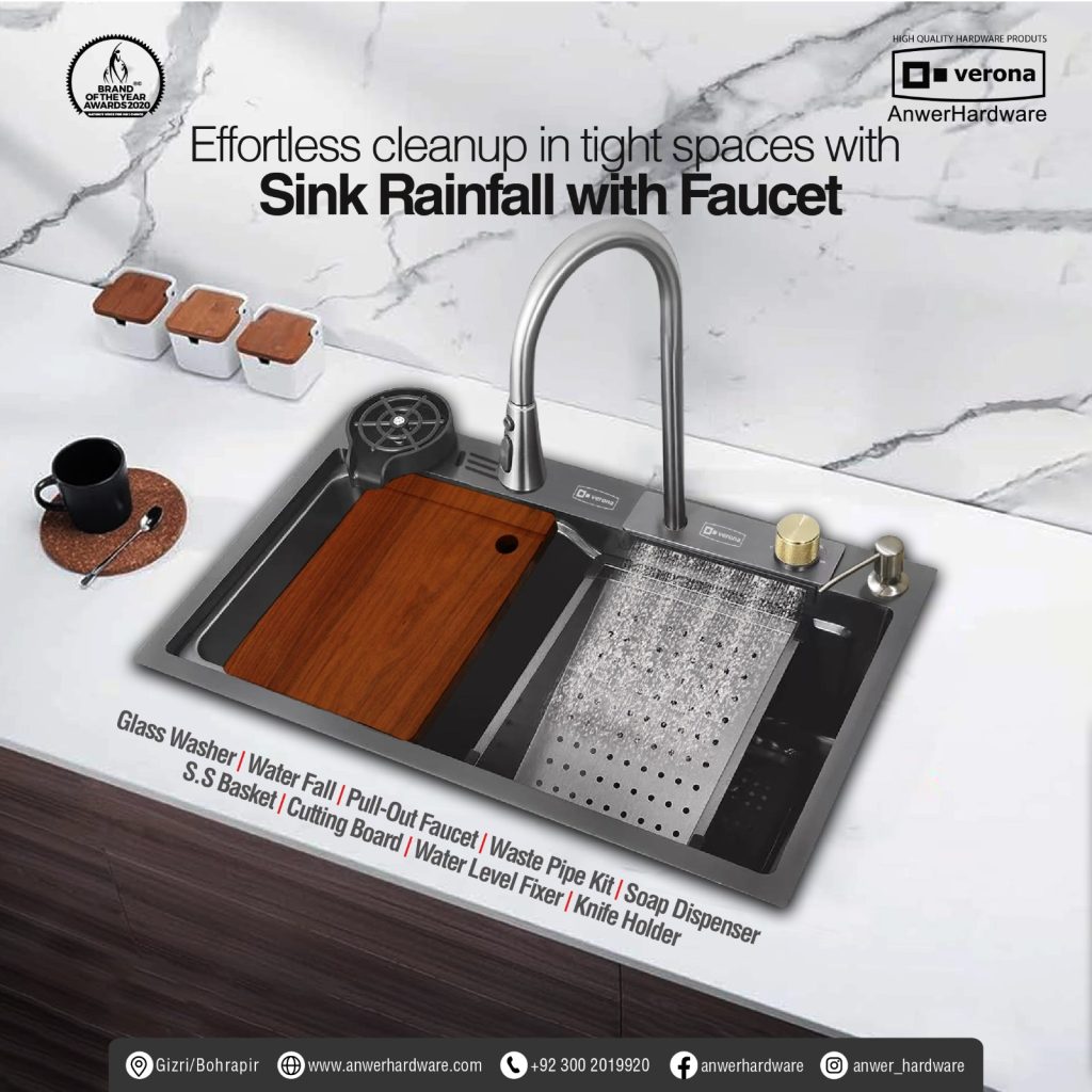 Verona Sink Rainfall With Faucet 7546 ⋆ Anwer Hardware