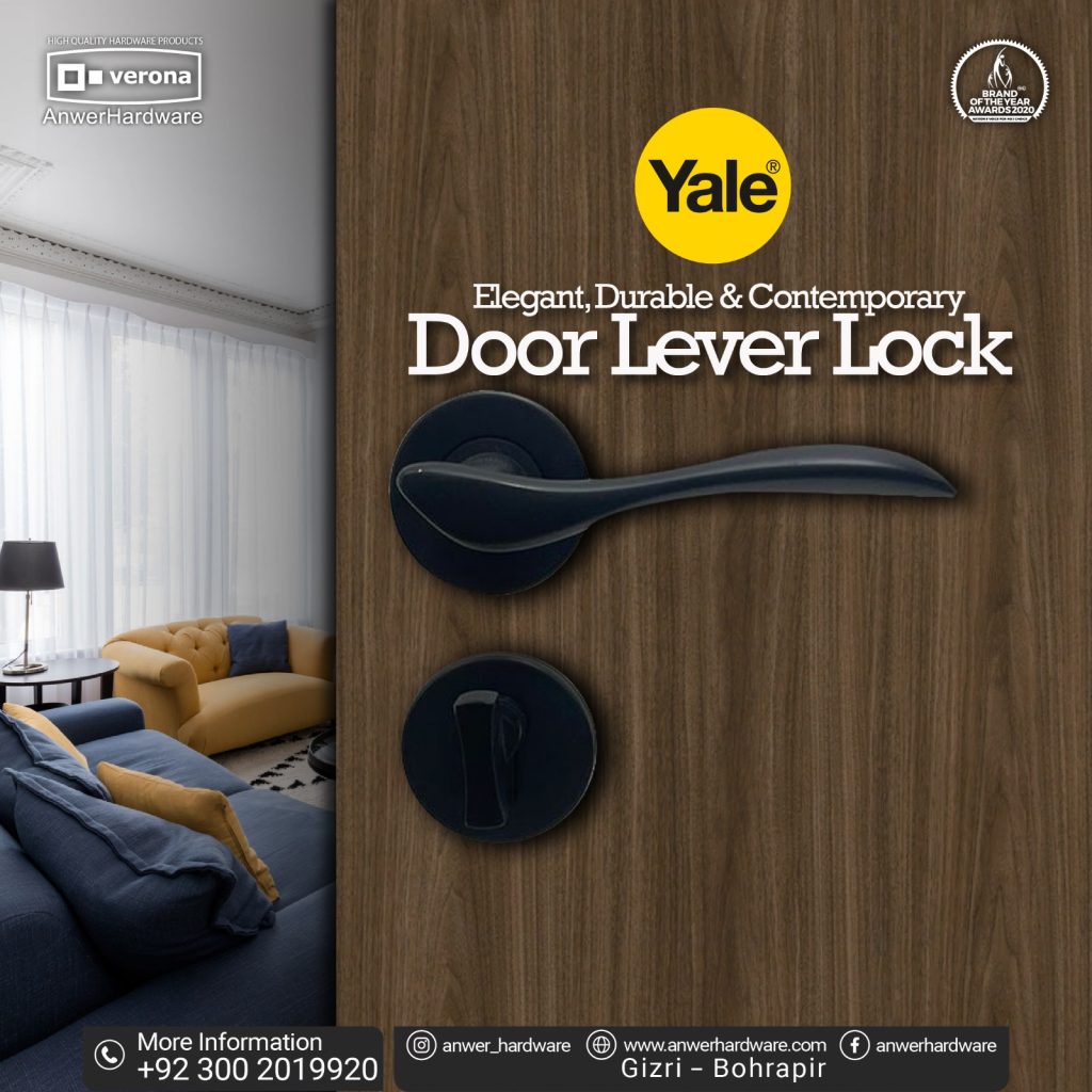 Yale Lever Handle Lock YSL-803 Matt Black ⋆ Anwer Hardware