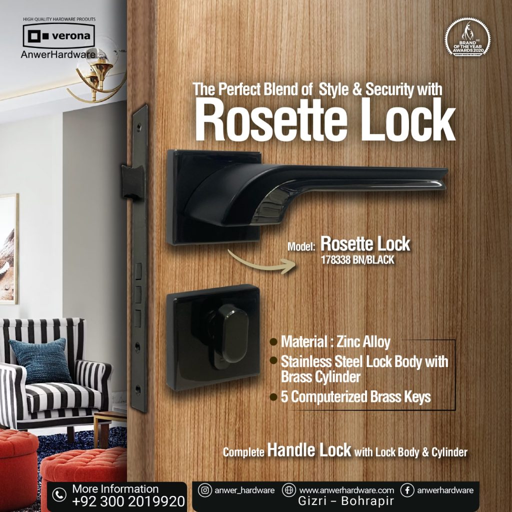 Rosette Lock 178338 BN/BLACK ⋆ Anwer Hardware