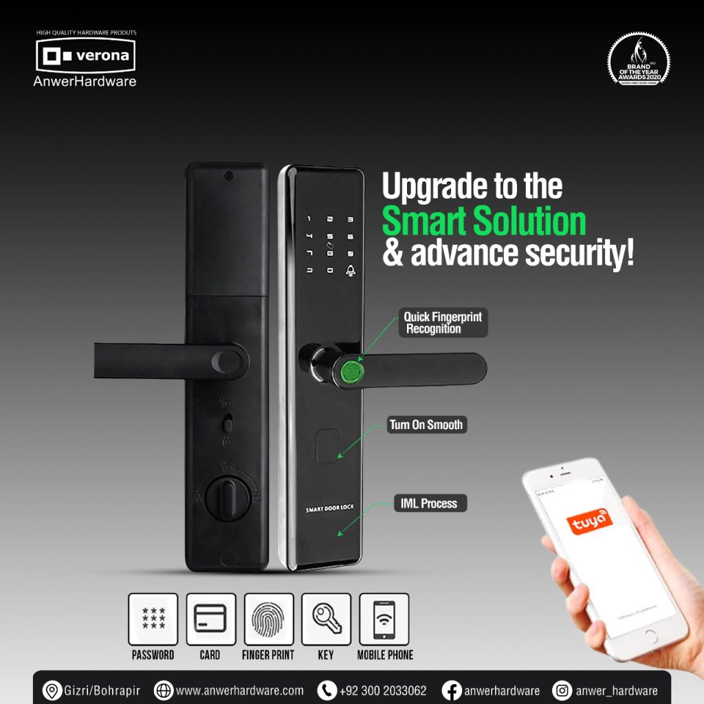 Verona Smart Door Lock KJ016D Black ⋆ Anwer Hardware