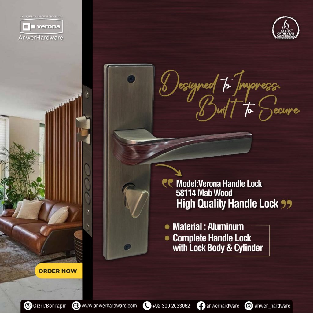 Verona Handle Lock 58114 Mab-Wood ⋆ Anwer Hardware