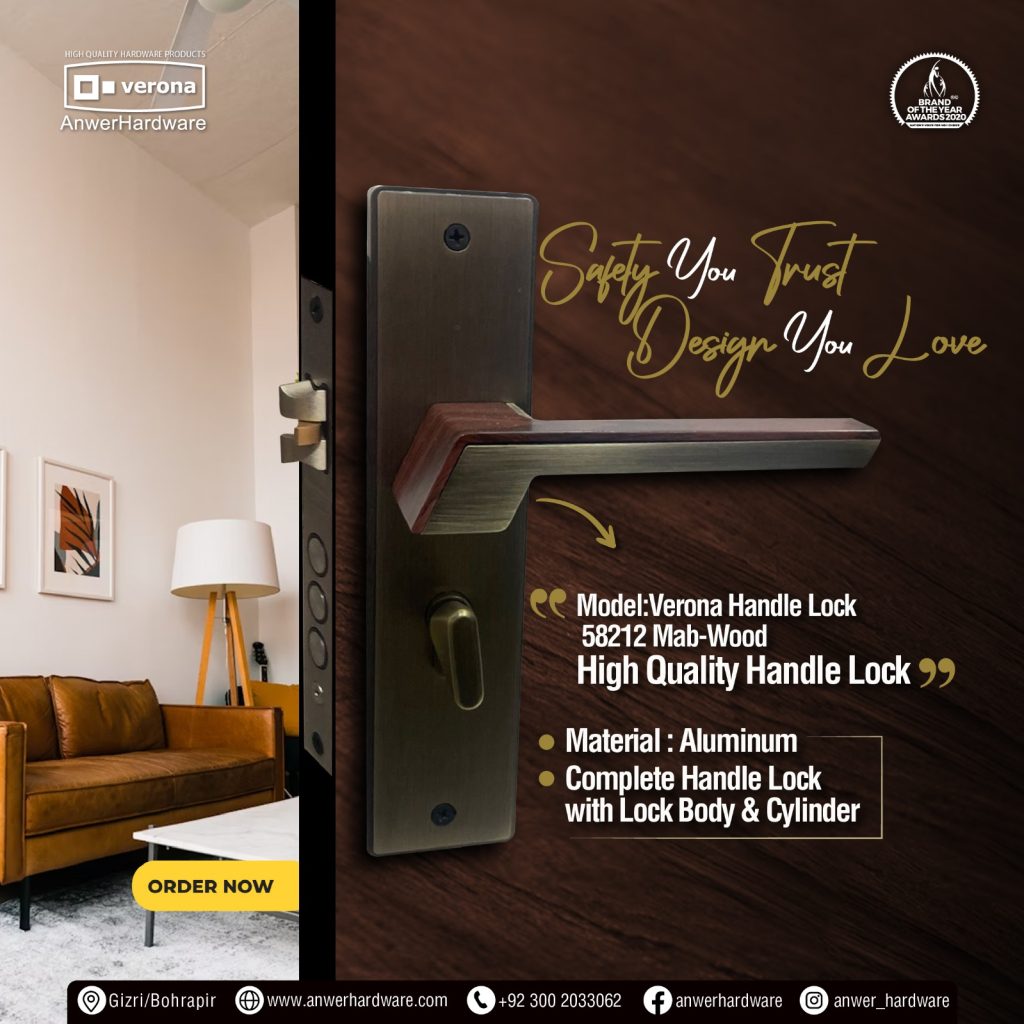 Verona Handle Lock 58212 Mab-Wood ⋆ Anwer Hardware