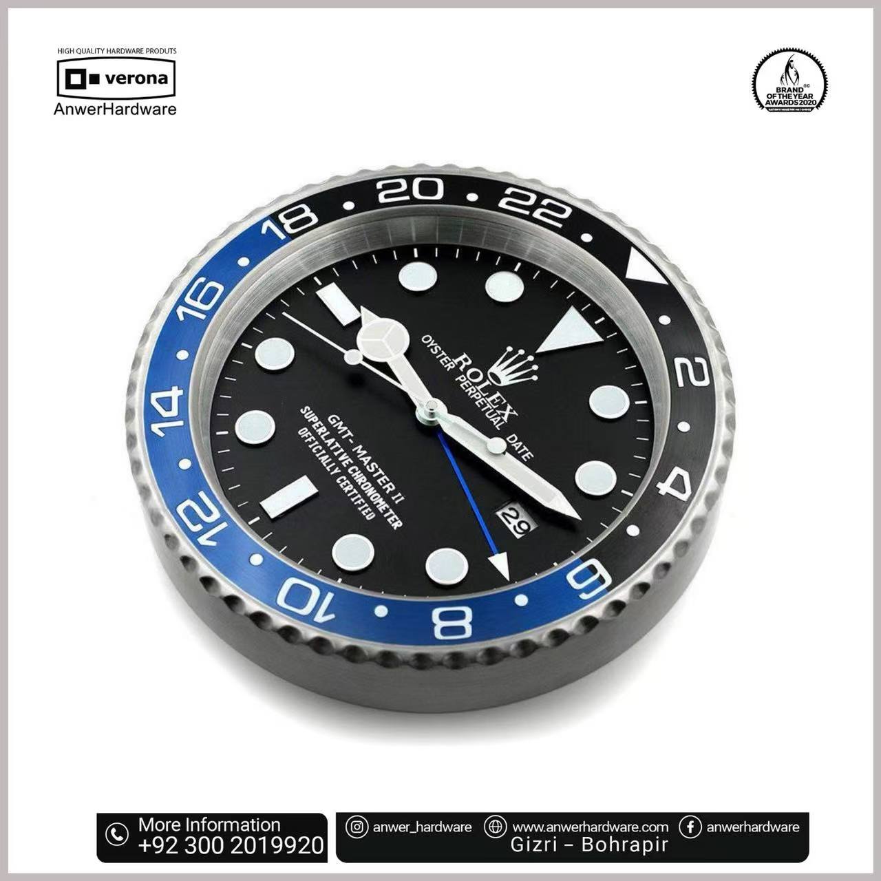 Rolex Wall Clock–Gmt Master II Batman ⋆ Anwer Hardware