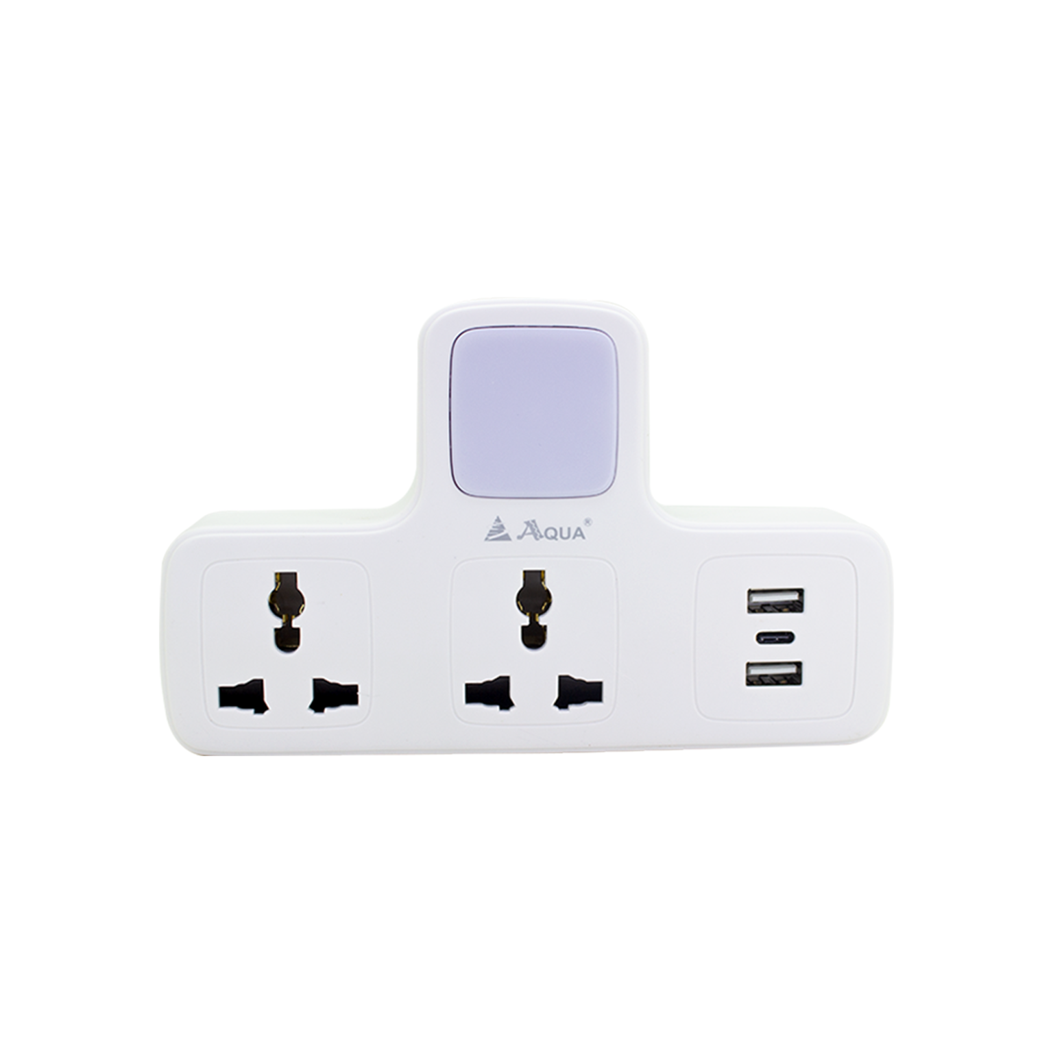 Aqua Multi Adapter Usb+Type C With Led Night Light (2 Pin) 112U ⋆ Anwer Hardware